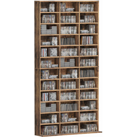 HOMCOM DVD CD Media Storage Rack, Video Display Unit, Rustic Brown