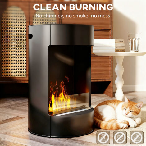 "HOMCOM 22"" Bioethanol Fireplace Stove, Ethanol Fire Burner, Black"