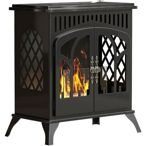 "HOMCOM 22"" Bio Ethanol Fireplace Stove, Ethanol Fire Burner with Door"