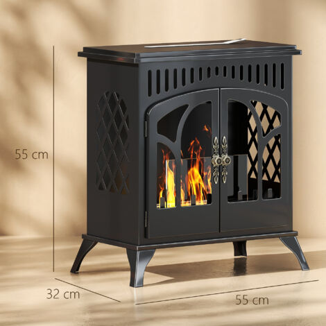 "HOMCOM 22"" Bio Ethanol Fireplace Stove, Ethanol Fire Burner with Door"