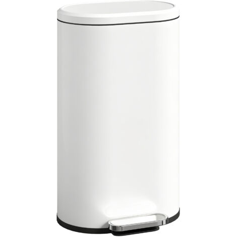 HOMCOM Slim Rectangular Pedal Bin with Soft-Close Lid, 30L Kitchen Bin ...