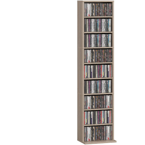 HOMCOM 260 CD Storage Unit 120 DVD Storage Tower with 9 Compartments ...