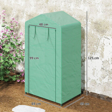 Outsunny 3 Tier Mini Greenhouse Grow House w/ Roll Up Door, Green