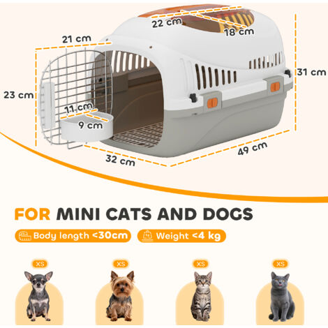 PawHut Plastic Pet Carrier, Top Load Hard Shell Cat Carrier, Max 4 KG