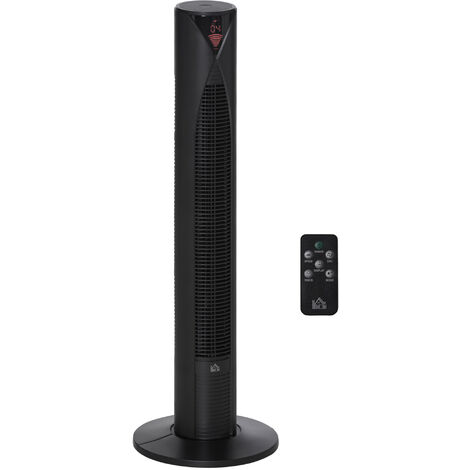 HOMCOM Oscillating Tower Fan Remote Control 3 Speed Cooling Machine Black