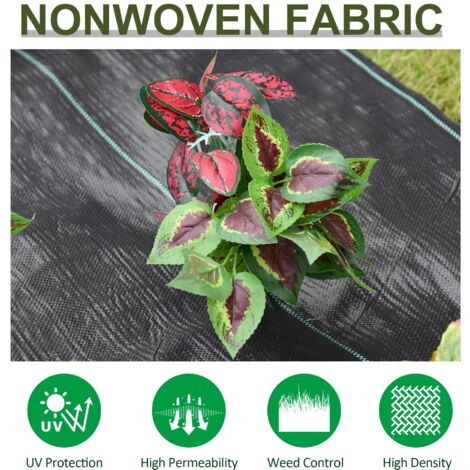 Outsunny Weed Barrier Fabric Durable Convenient Design Weed Block Mat ...