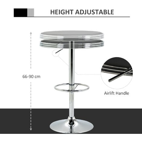 HOMCOM Round Height Adjustable Table Counter Table with Faux Leather ...