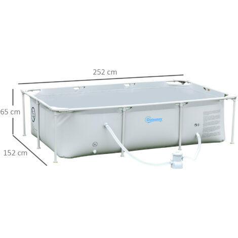 Outsunny Steel Frame Swimming Pool w/ Filter Pump and Reinforced ...