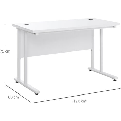 HOMCOM Computer Desk Writing Table with 2 Cable Management Holes Metal ...