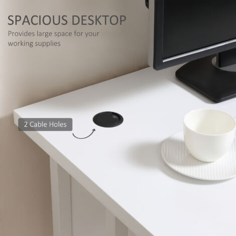 HOMCOM Computer Desk Writing Table with 2 Cable Management Holes Metal ...