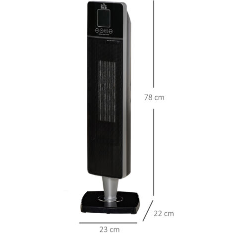 HOMCOM Ceramic Tower Heater w/ Remote Control, 8h Timer and Oscillation ...