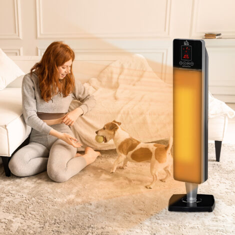 HOMCOM Ceramic Tower Heater w/ Remote Control, 8h Timer and Oscillation ...