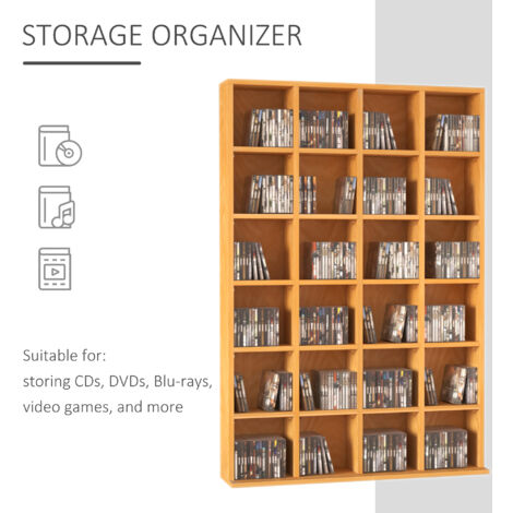 HOMCOM CD DVD Media Storage Shelves Display Shelf Racks Wooden Frame Beech