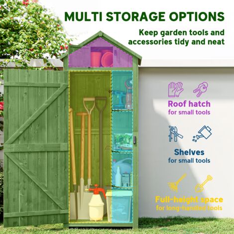 Outsunny Wooden Garden Storage Shed Tool Storage Box, 77 x 54 x 179 cm ...