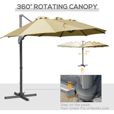 Outsunny 4 5 M Patio Cantilever Roma Parasol Large Double Sided