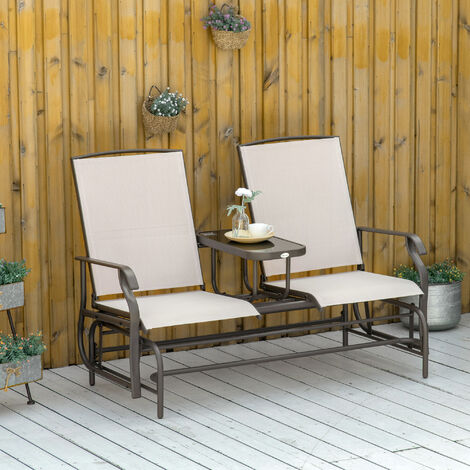 Outsunny 2 Seater Rocker Double Rocking Chair Lounger Outdoor Garden ...