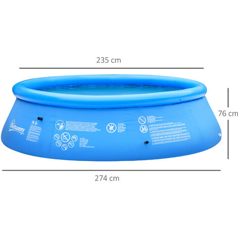 Outsunny Round Inflatable Swimming Pool Family-Sized Blow Up Pool Blue