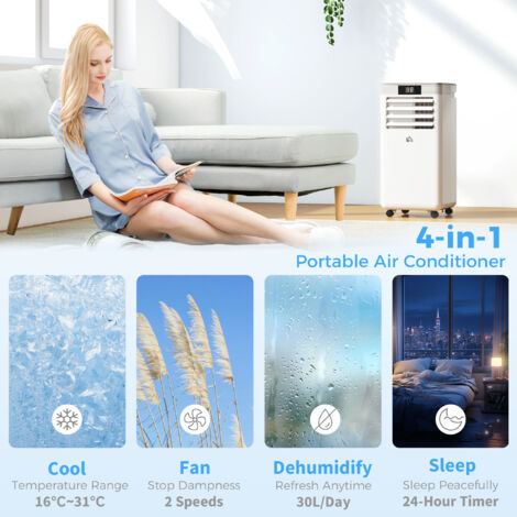 HOMCOM 10000/7000 BTU Mobile Air Conditioner Portable AC Unit w/ RC ...