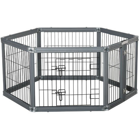 PawHut Dog Play Pen 6 Panel Pet Playpen Foldable Rabbit Guinea Pig Run ...