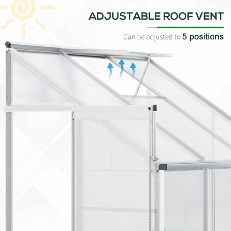 Outsunny Walk-In Garden Greenhouse Aluminum Frame Polycarbonate Silver