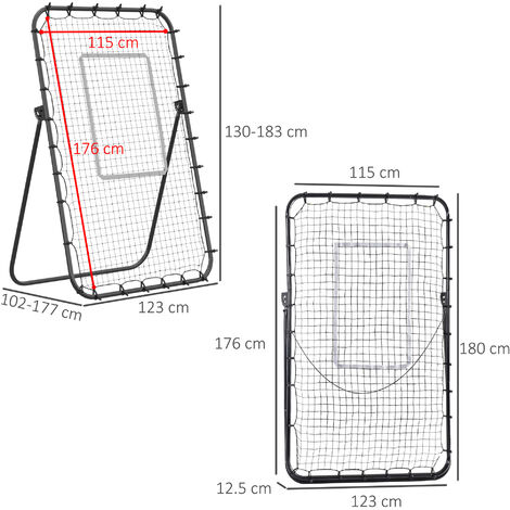 HOMCOM Foldable Football Rebounder Net Adjustable Angles with Target ...