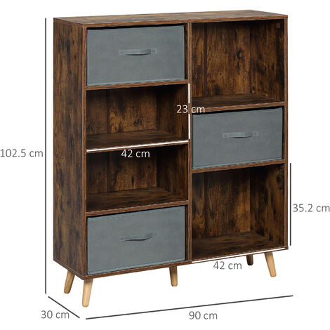 7 Cube Storage Cabinet Shelving Unit with 3 Fabric Drawers for Home ...