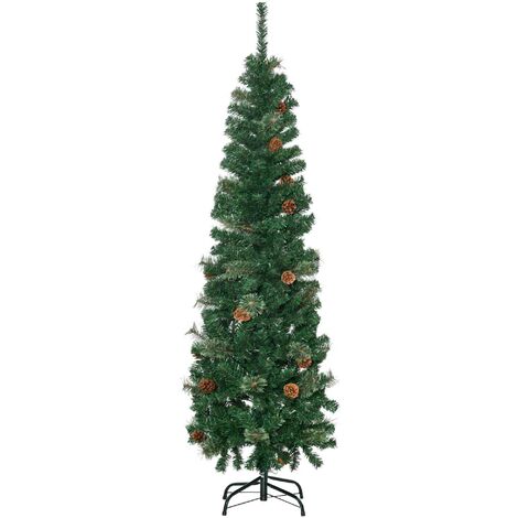 HOMCOM 5.5FT/6.5FT Artificial Slim Christmas Tree Holiday Home Décor ...