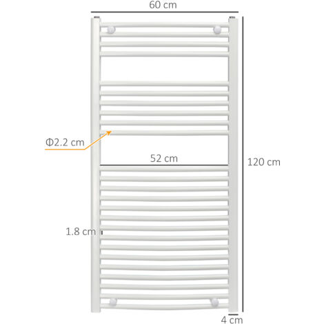 HOMCOM Heated Towel Rail, Hydronic Bathroom Ladder Radiator 600mm x ...