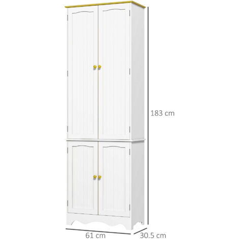 HOMCOM Freestanding Kitchen Cupboard 4-Door Storage Cabinet w/ 4 ...