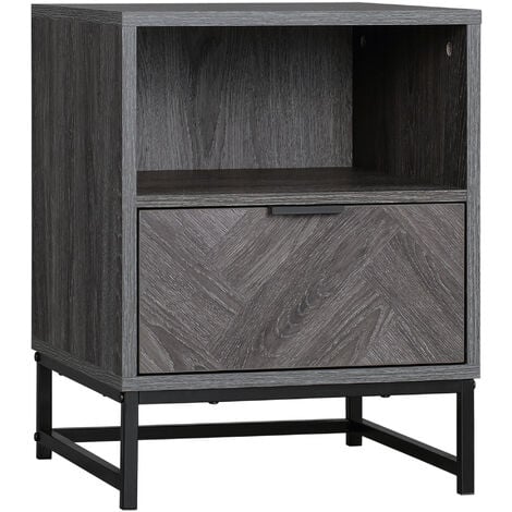 HOMCOM Bedside Table, Sofa Side Table W/ Drawer and Shelf Living Room ...