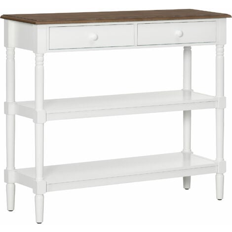 HOMCOM Console Table with Storage Shelves and Drawers for Living Room ...