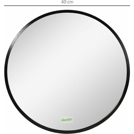 kleankin Round Bathroom Mirror, Modern Wall Mirror Aluminium Frame 40x40 cm
