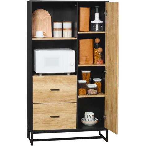 HOMCOM Kitchen Storage Cabinet, Pantry Cupboard with Shelves, Drawers