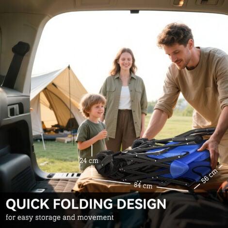 Outsunny Outdoor Push Pull Wagon Stroller Cart w/ Canopy Top Blue