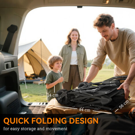 Outsunny Outdoor Push Pull Wagon Stroller Cart w/ Canopy Top Black