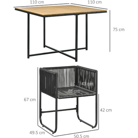 Outsunny Rattan Dining Set, Rattan Cube Dining Sets w/ Space-saving Design