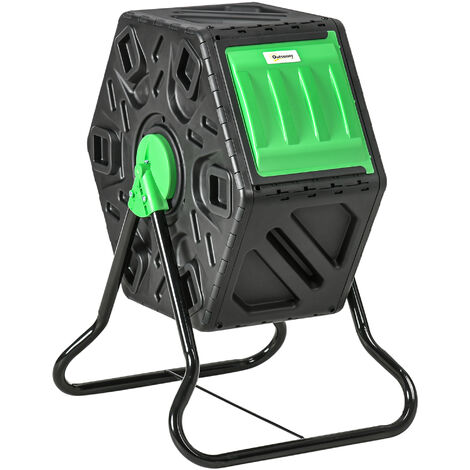 Outsunny 65L Garden Compost Bin, Barrel Rotating Composter with Steel Legs