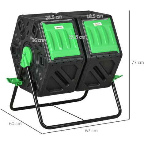 Outsunny 130L Compost Bin Dual Chamber Rotating Composter w ...