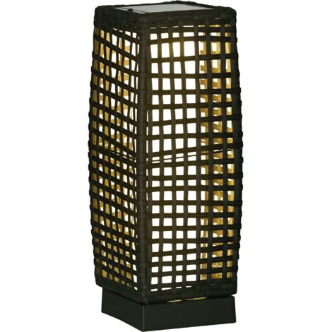 Outsunny Outdoor Rattan Solar Lantern wtih Auto On/Off Solar Powered ...
