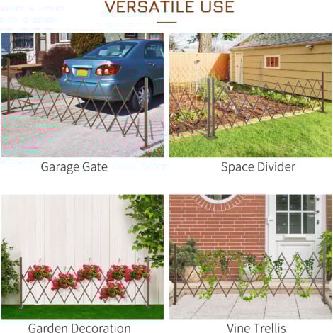 Outsunny Aluminum Alloy Movable Fence Foldable Garden Screen Panel ...