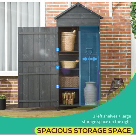Outsunny Wooden Garden Shed Outdoor Shelves Utility Tool Storage ...