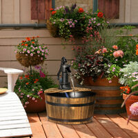 Outsunny Barrel Water Fountain Garden Decorative Water Feature w ...