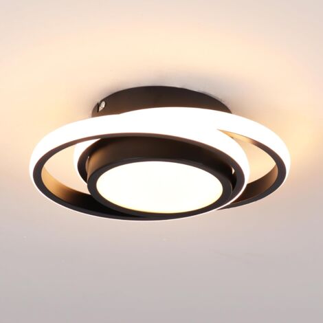 GOECO LED Ceiling Light Design Double Circle, Black Aluminum, 40x28.5 ...