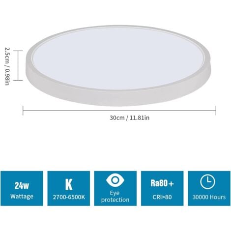 LED ceiling light 24W Dimmable RGB, 2520lm Ceiling light with remote ...