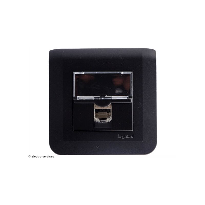 Prise informatique RJ45 Mosaic Legrand Noir complet Griffes: Avec griffes