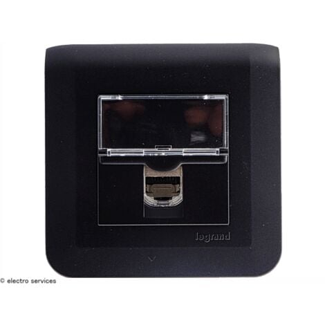 Prise informatique RJ45 Mosaic Legrand Noir complet Griffes: Avec griffes