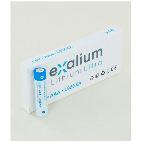 Boite 10 Piles Lithium 1.5V AAA LR3 Exalium