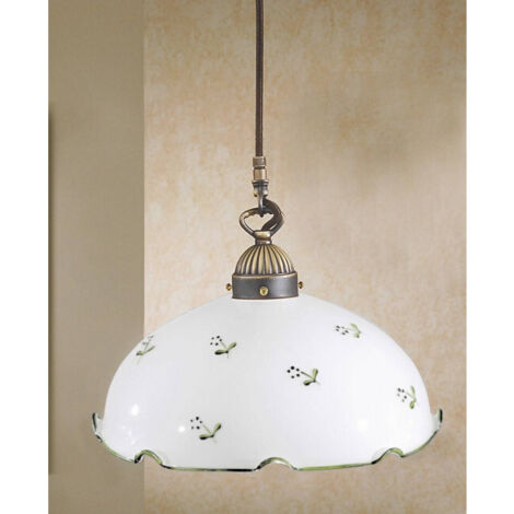 Lustre cottage chic suspension dôme en verre Kolarz NONNA laiton ...