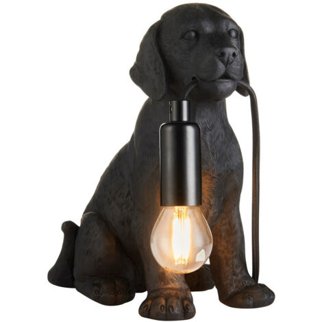 Endon Labrador Puppy Lampe de table noire mate, 1x E14