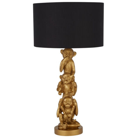 Lampe a poser singe or et noir Searchlight décoration originale baroque ...